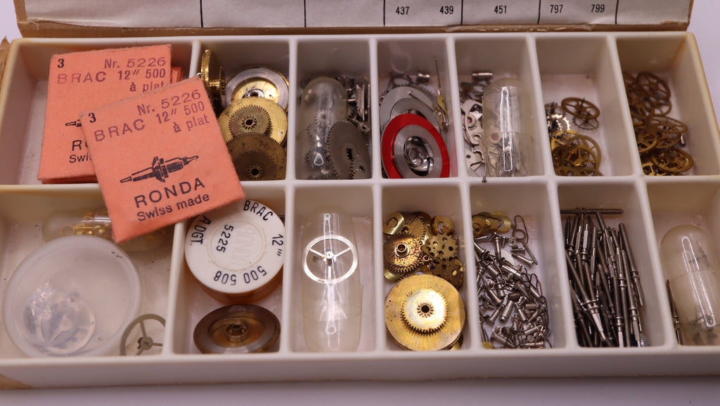 Watchmakers Lot - Brac 500 - NOS Box of Parts – Welwyn Watch Parts